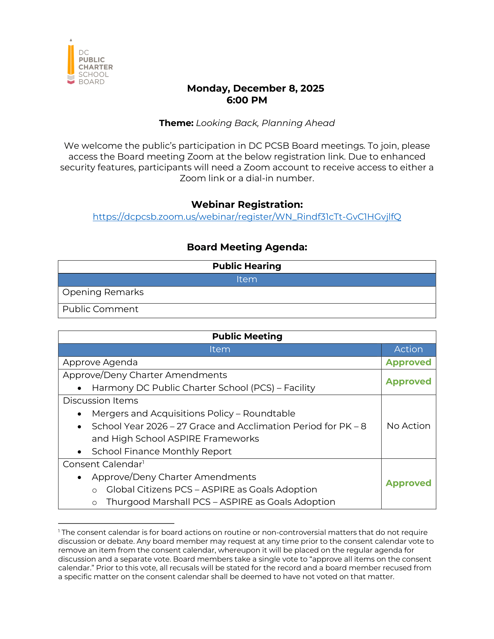 Board Meeting December 2025 Dc Pcsb